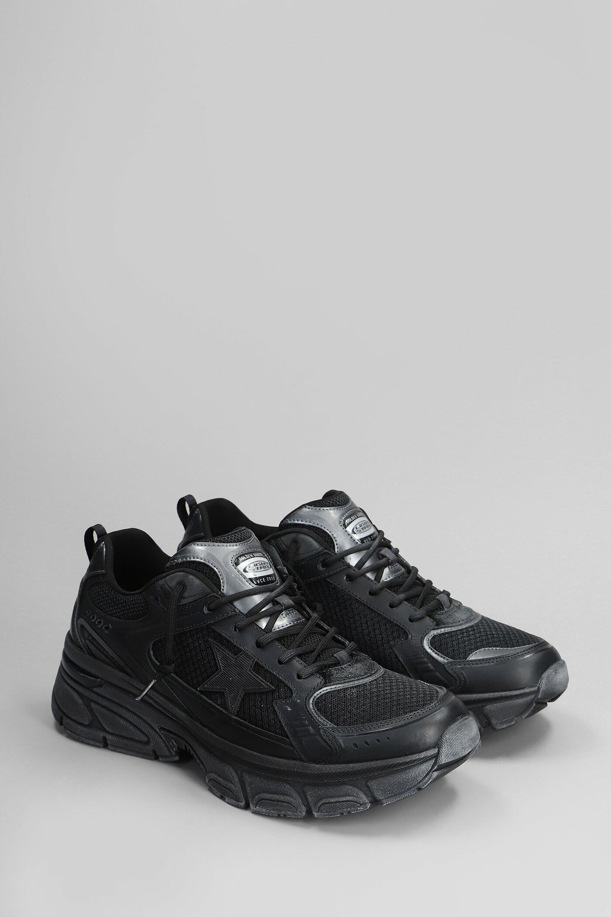 Golden Goose Light Star Sneakers In Black Leather And Fabric Golden ...