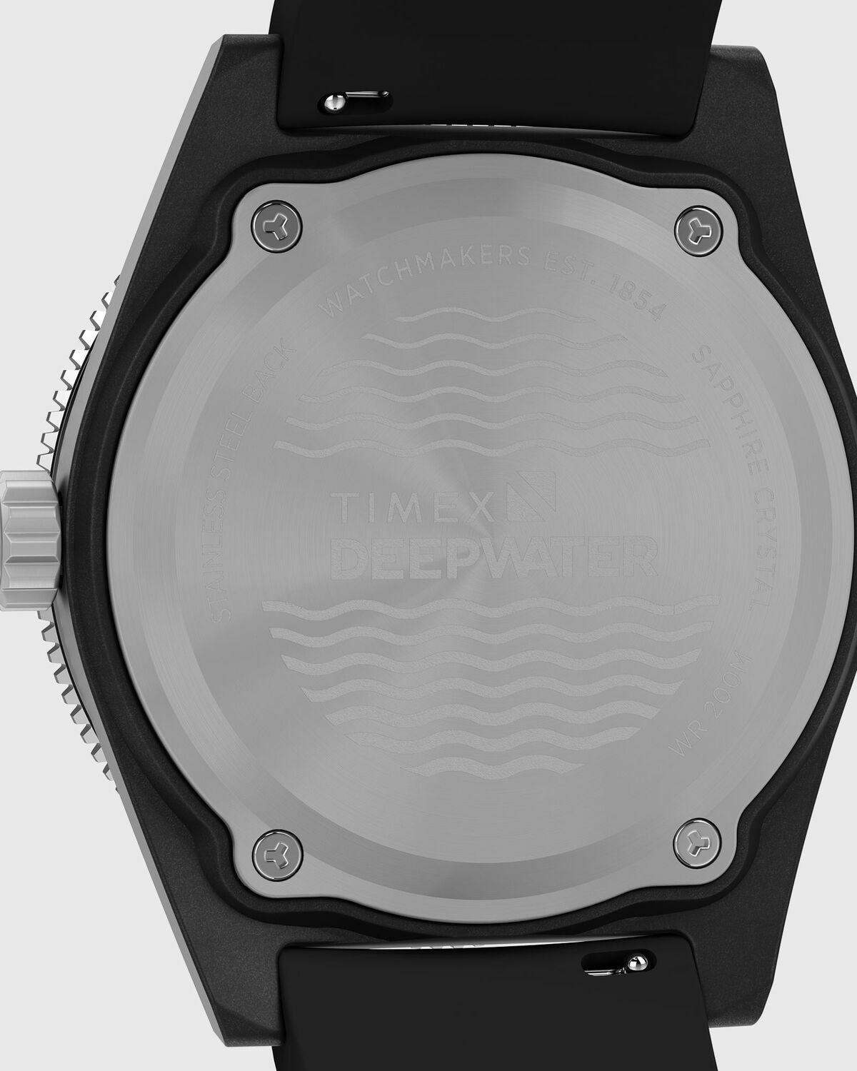 Timex Deep Water Reef 200 Composite Black Dial Black Rubber Strap 43mm case Black Mens Watch Timex