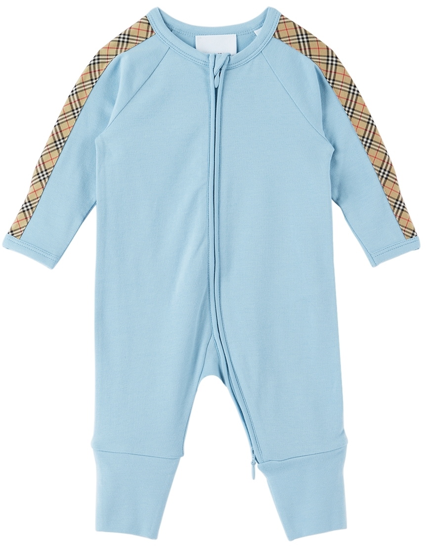 Burberry Baby Blue Check Trim Three-Piece Set Burberry