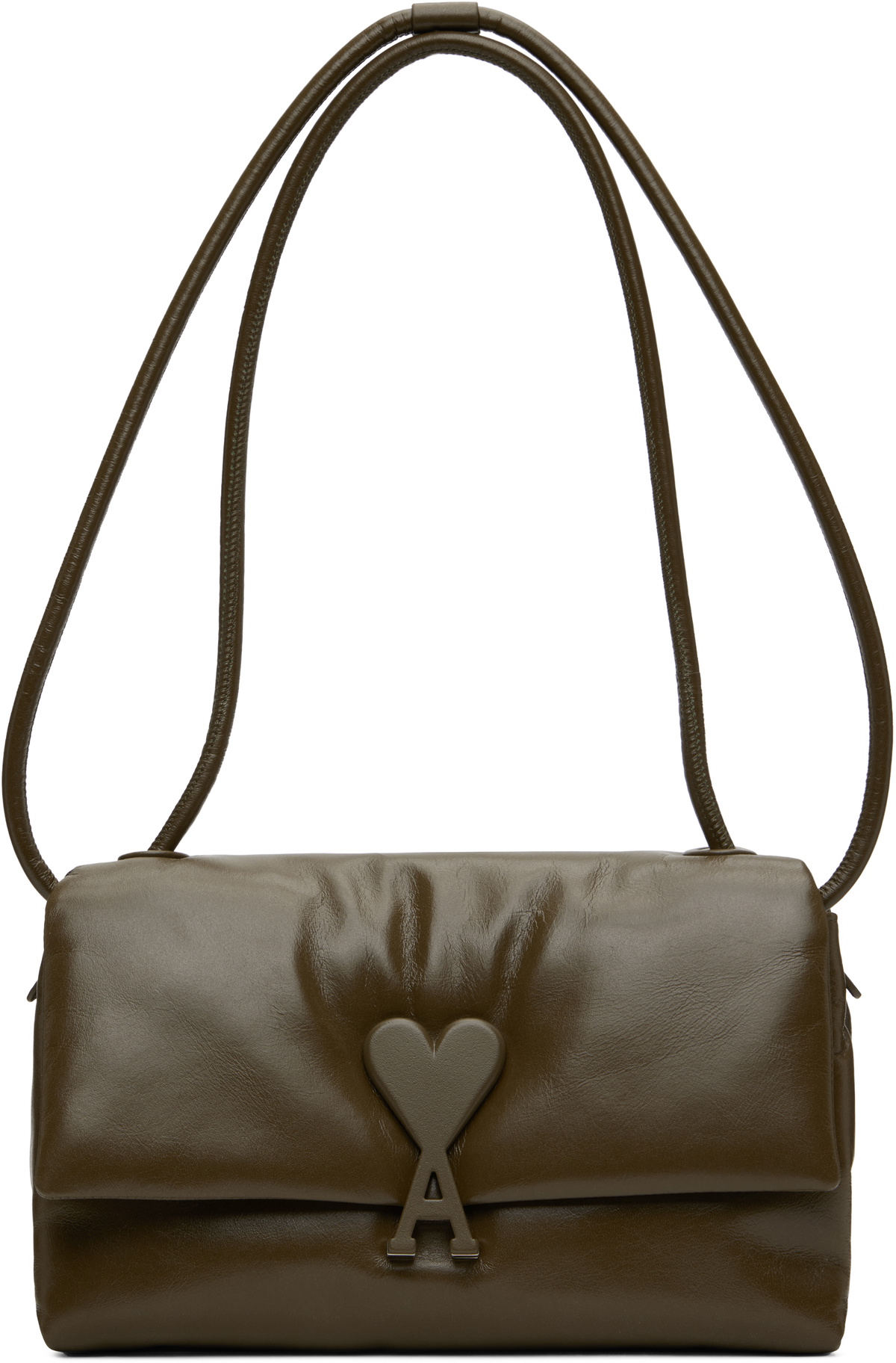 AMI Paris Khaki Leather Voulez-Vous Bag AMI