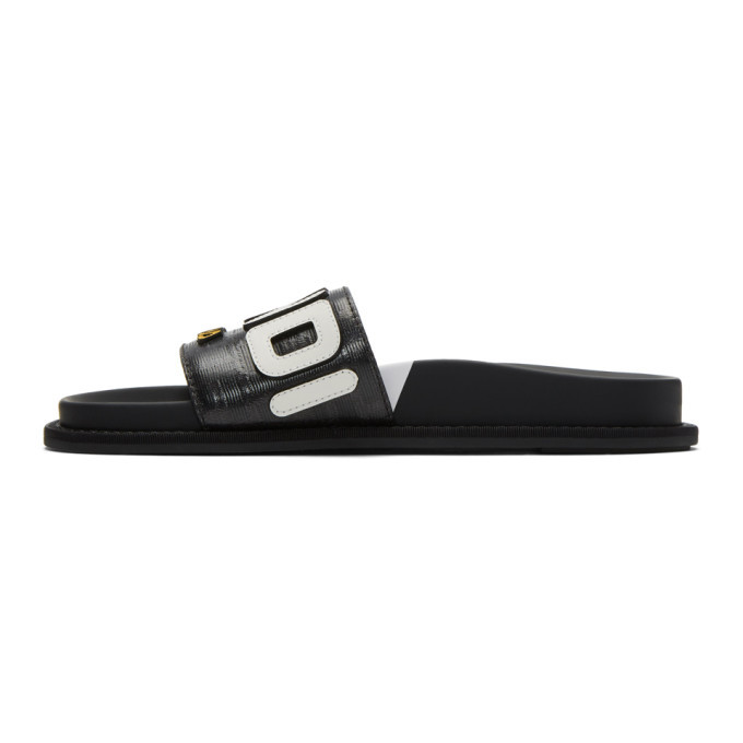 Fendi Black Fendi Mania Pool Slides Fendi