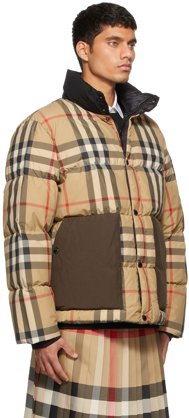 Burberry Beige Check Down Jacket Burberry