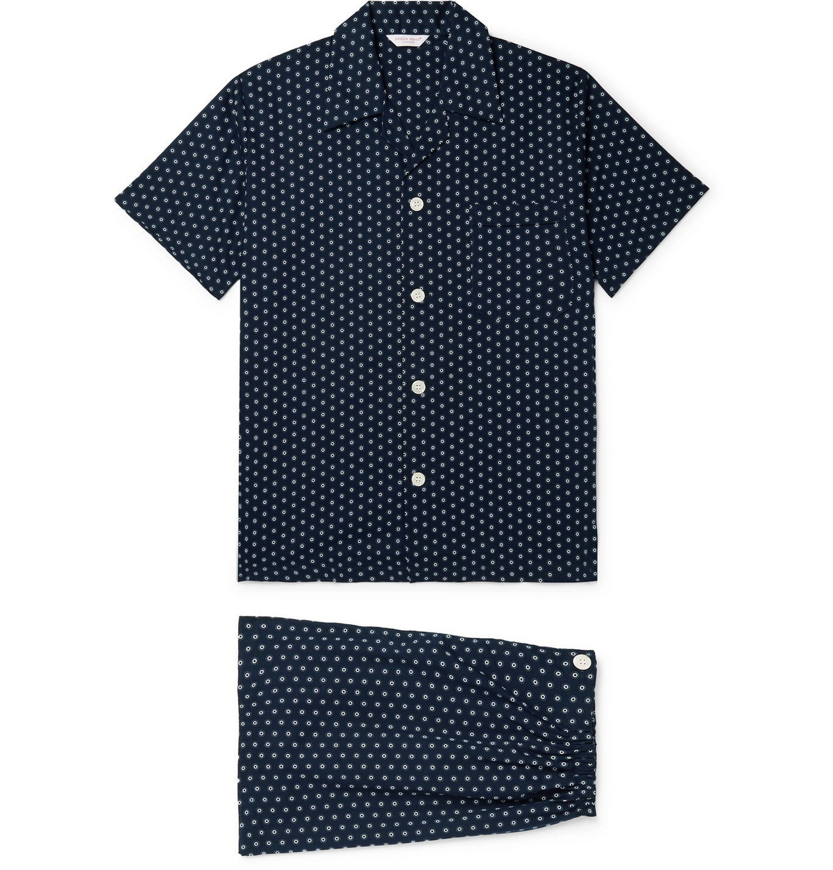 DEREK ROSE - Nelson Printed Cotton-Poplin Pyjama Set - Blue Derek Rose
