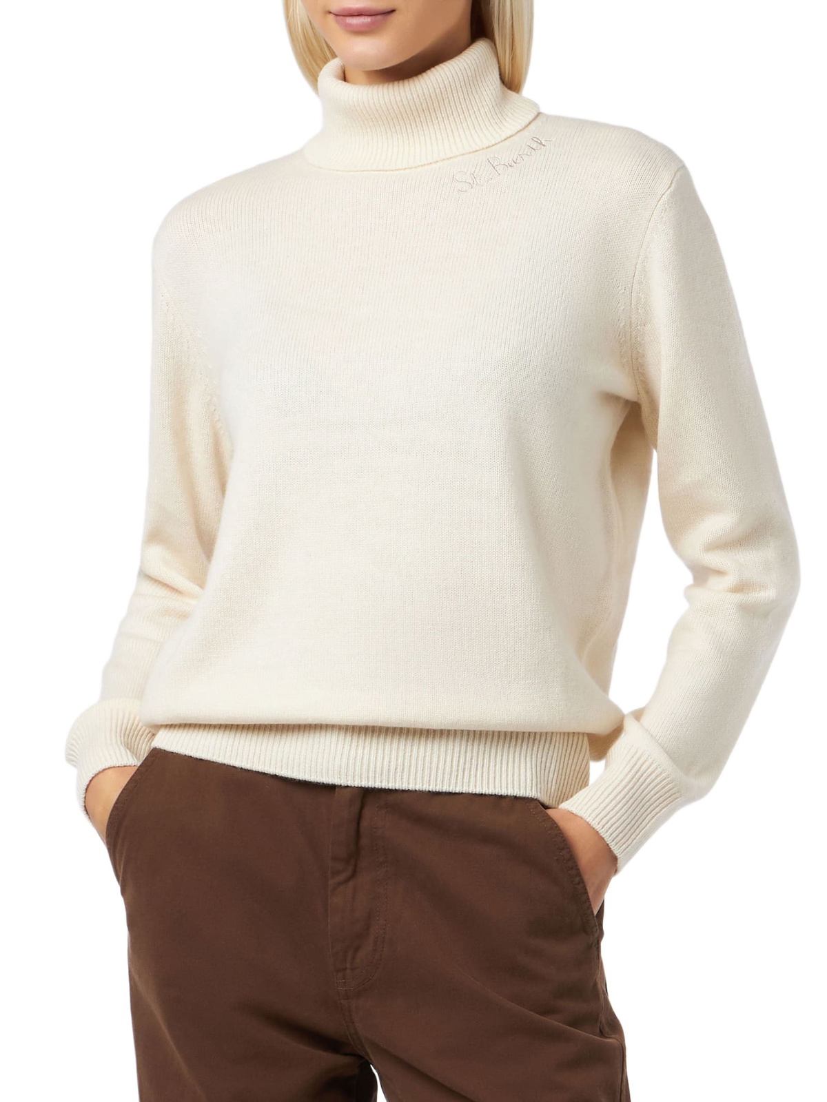 MC2 Saint Barth Woman Off-white Cashmere Blend Turtleneck Sweater Moody ...