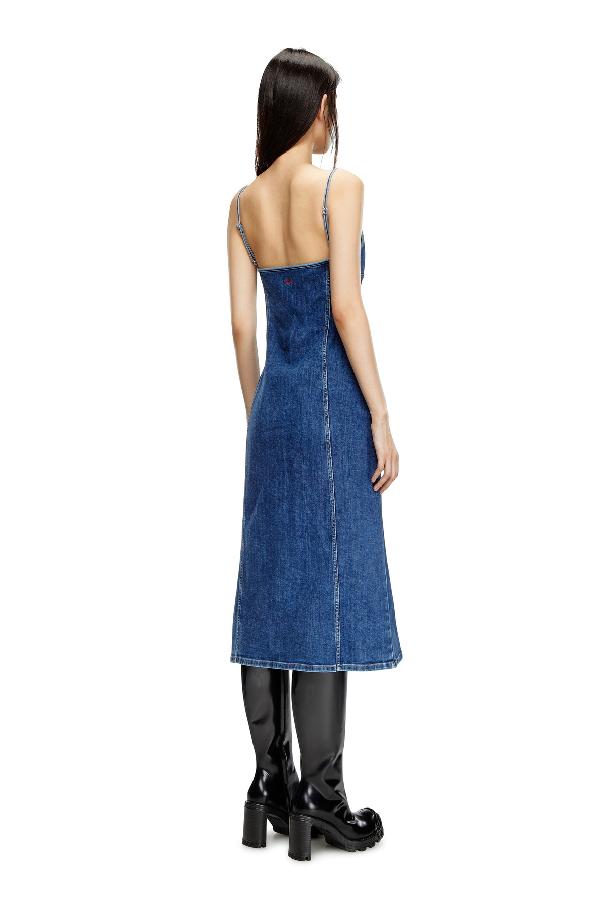 Diesel Strappy midi dress in denim - Dresses Womens in Blue Diesel