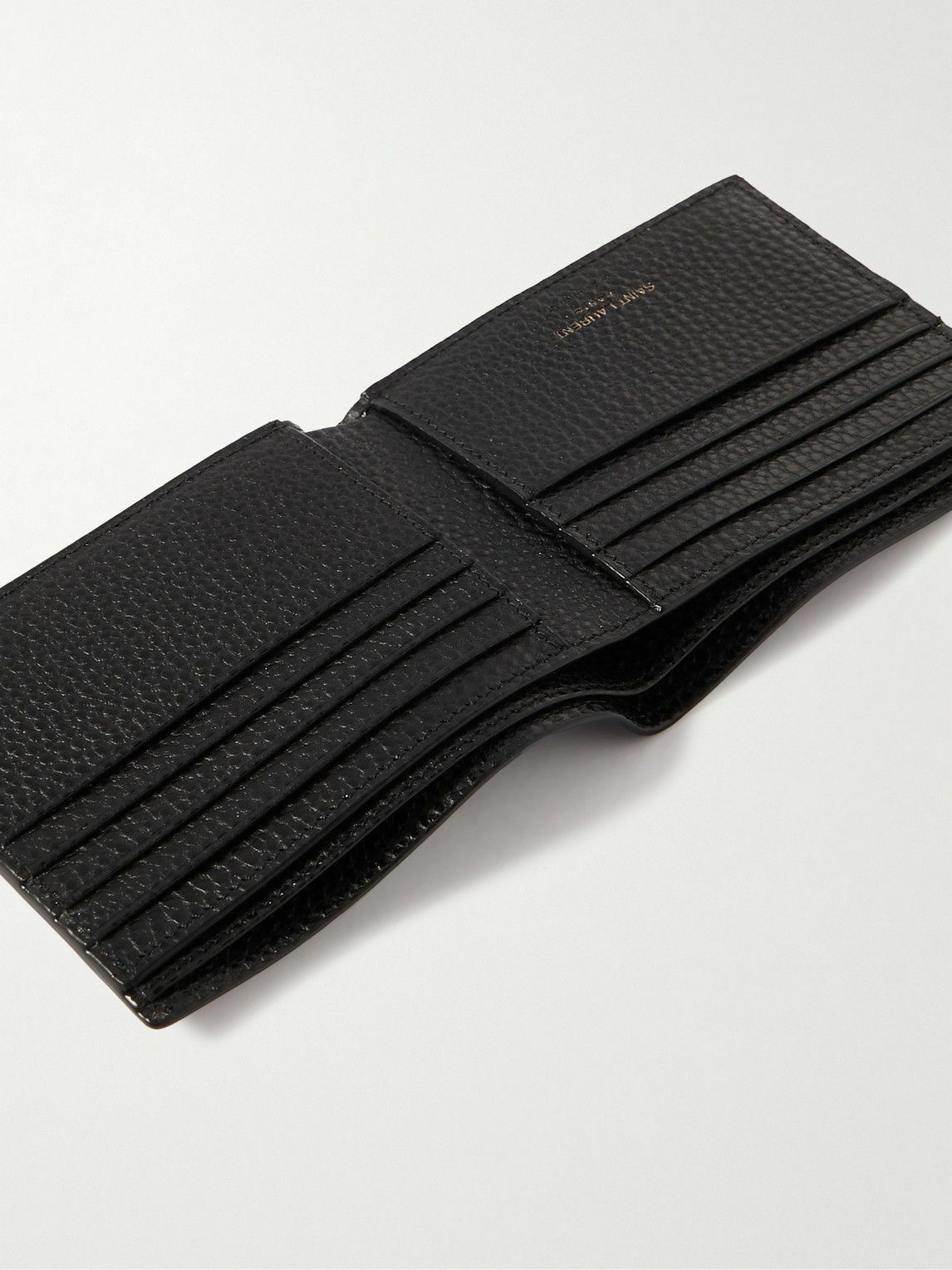 SAINT LAURENT - Tiny Cassandre Logo-Appliquéd Full-Grain Leather ...