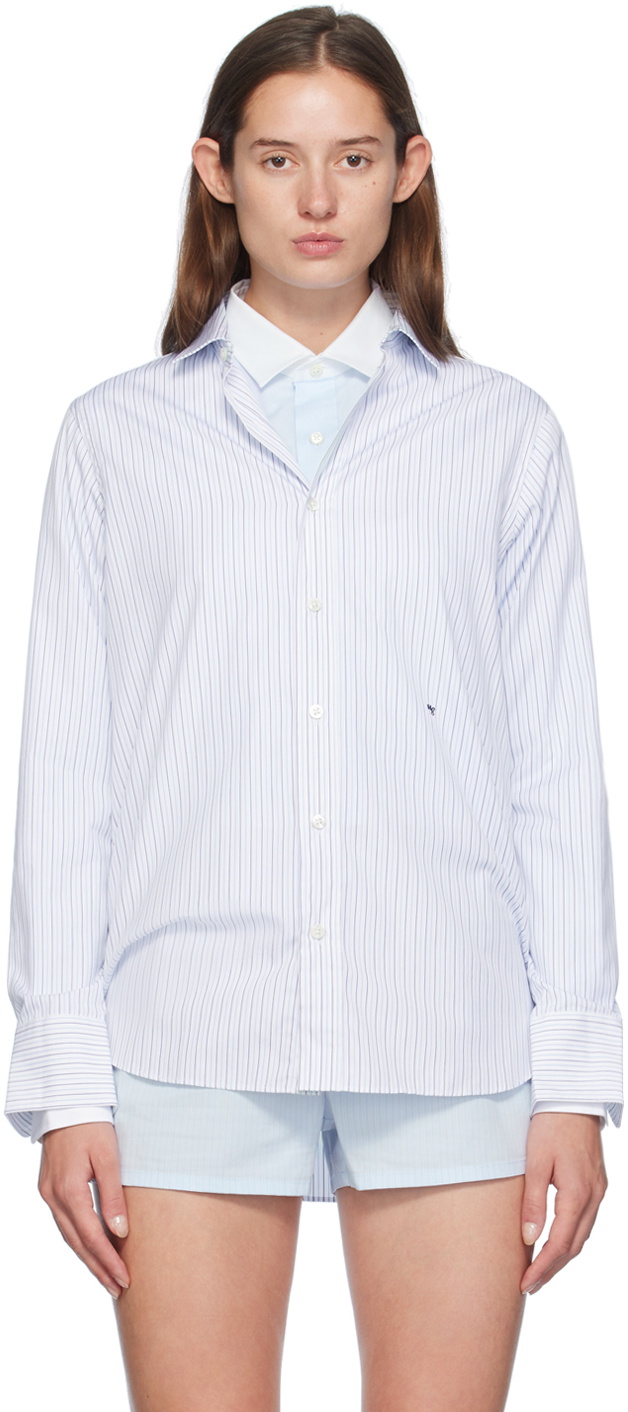 HommeGirls Blue & White 70's Stripe Classic Shirt Hommegirls