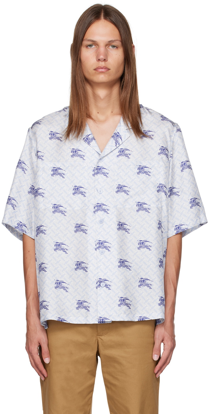 Burberry Blue Ekd Monogram Shirt Burberry
