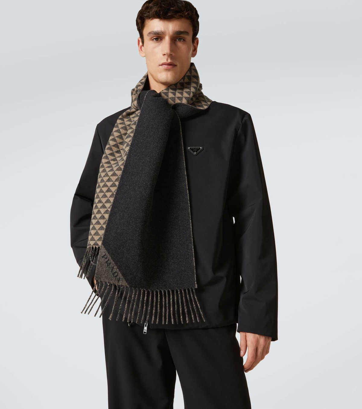 Prada Symbole reversible wool and cashmere scarf Prada
