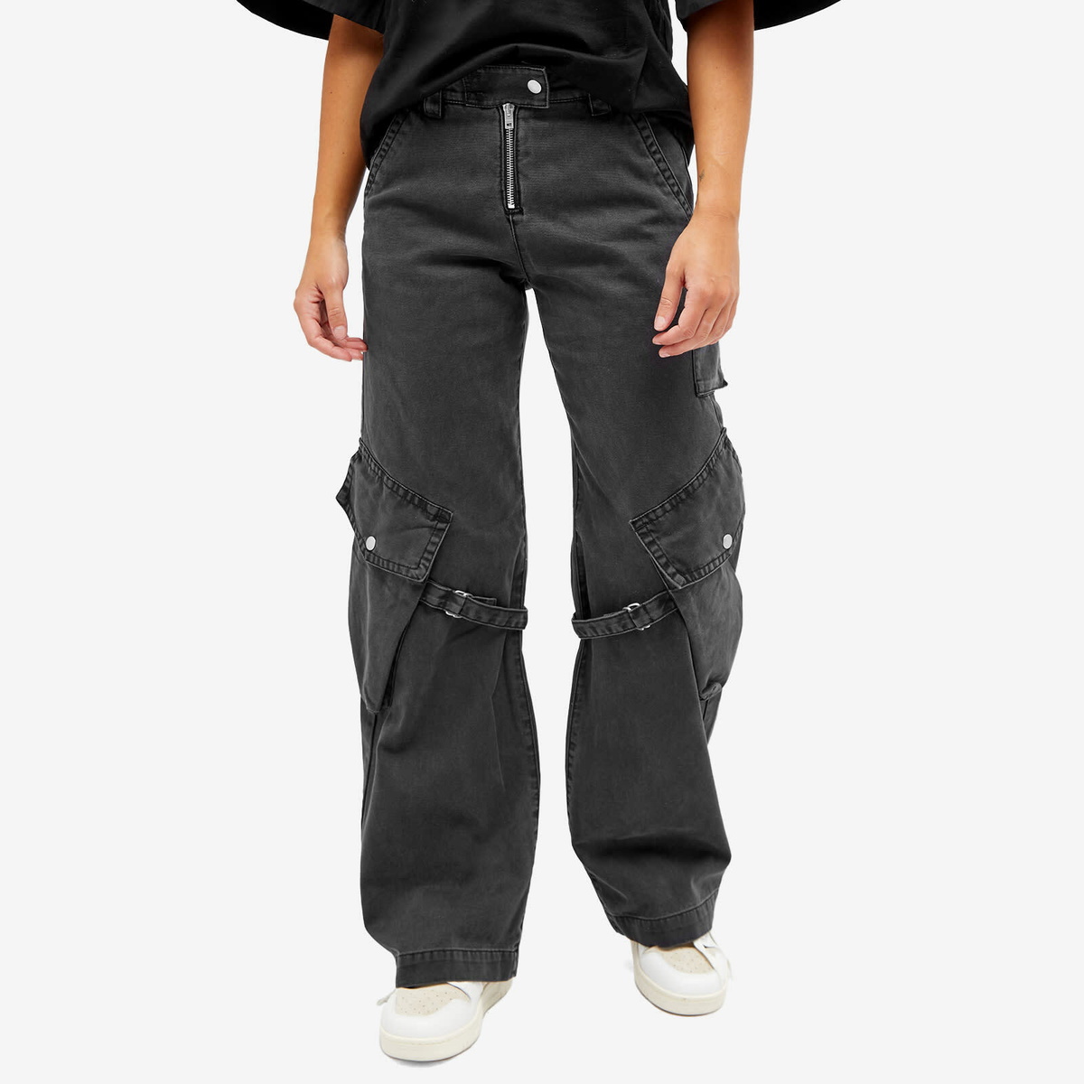 Acne Studios Women's Potina Cotton Combat Bottoms in Washed Black Acne ...