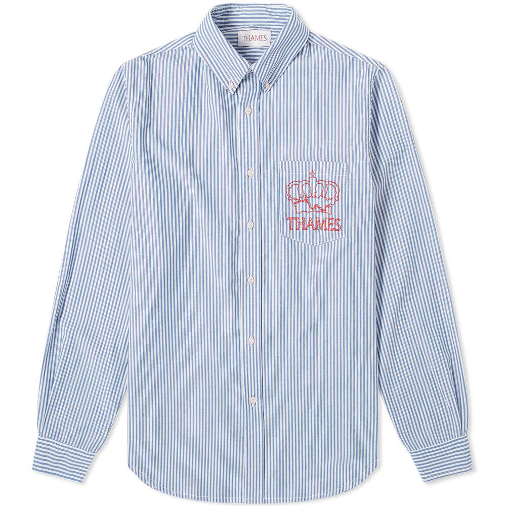 Thames Striped Poplin Logo Pocket Shirt Thames
