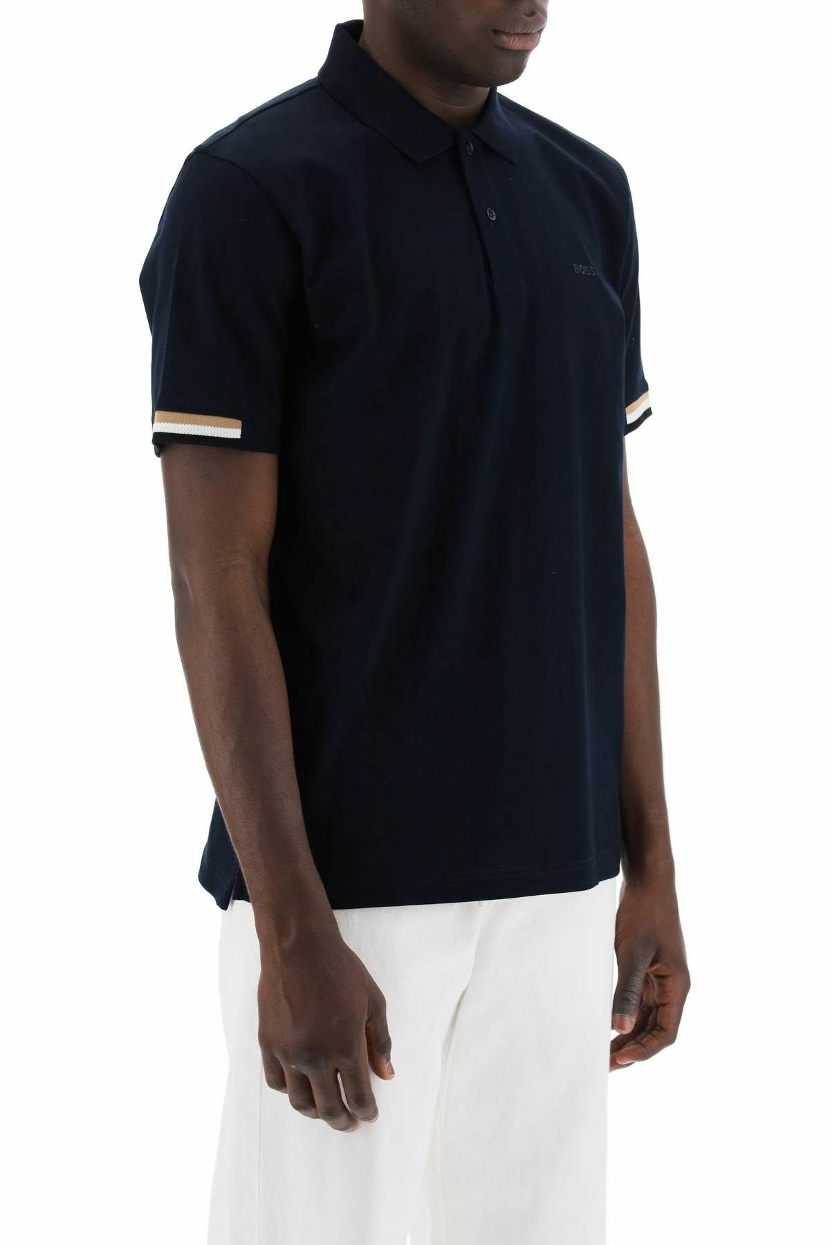 BOSS parlay polo shirt with stripe detail Black BOSS