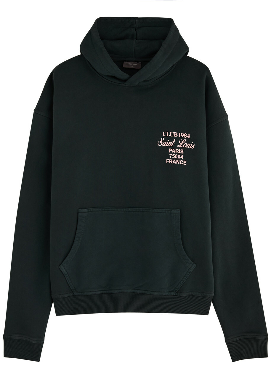 Club 1984 Patron 84 Printed Hooded Cotton Sweatshirt Black Club 1984