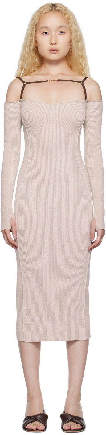 Jacquemus Beige Le Papier 'La Robe Sierra' Midi Dress Jacquemus