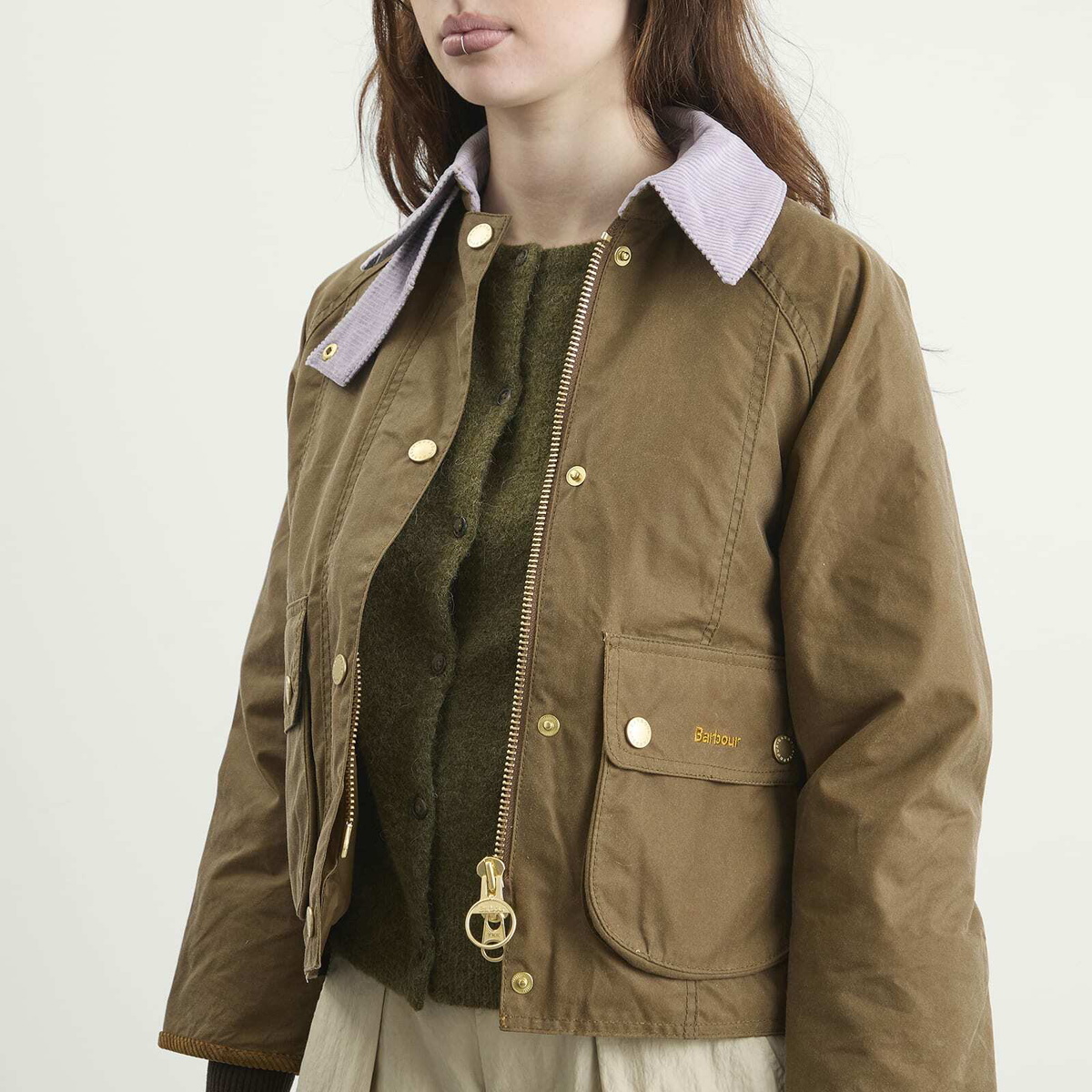 Barbour Women's Crop Beadnell Jacket in Sand/Dress Barbour