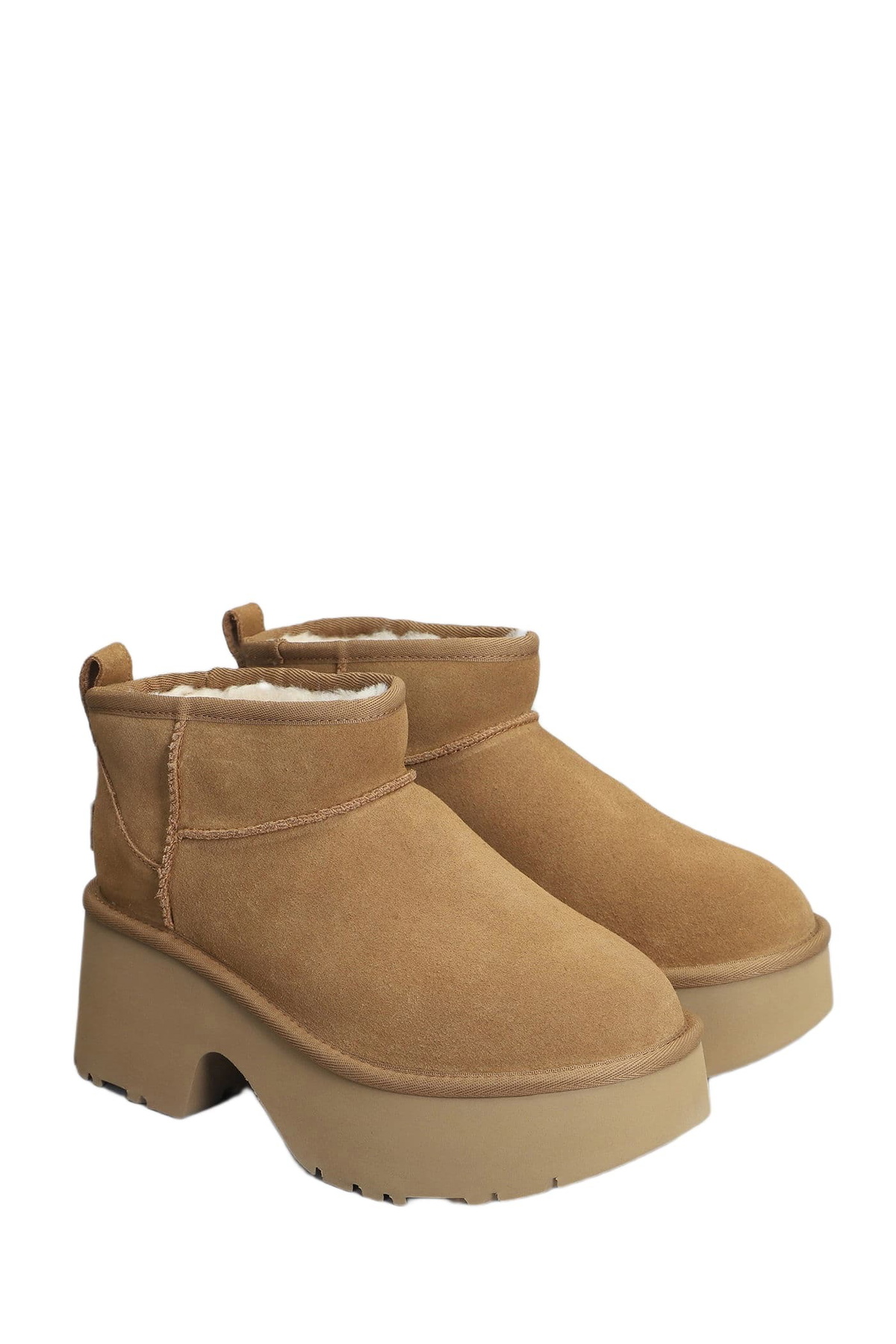 UGG Classic Ultra Mini High Heels Ankle Boots In Leather Color Suede Ugg