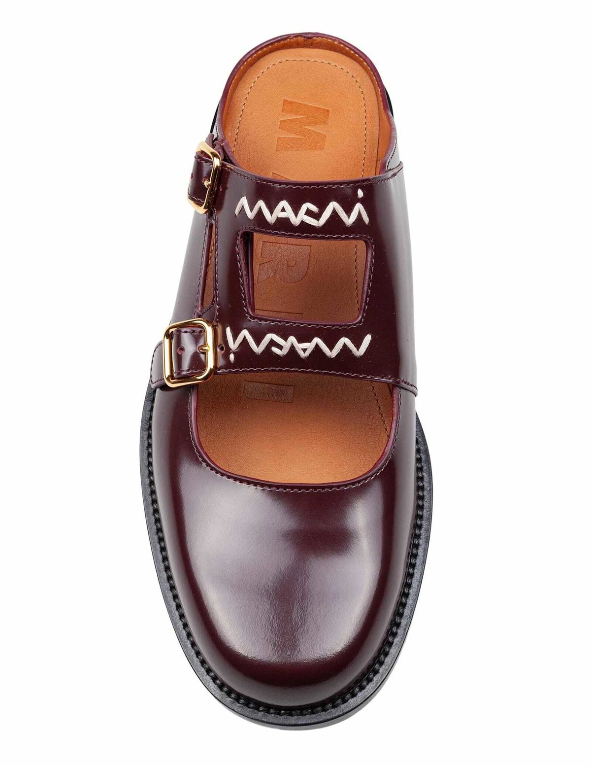 Marni Moccasin Sabot In Brushed Leather Color Bordeaux Marni