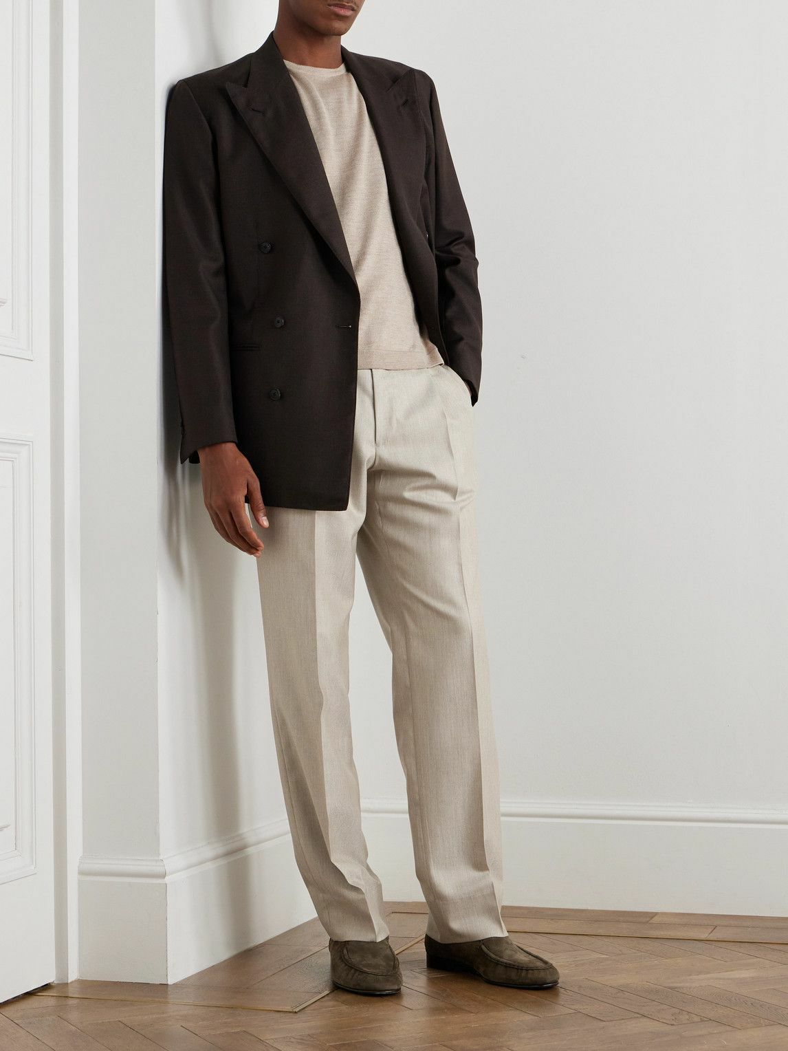 Stòffa - Straight-Leg Pleated Cashmere Suit Trousers - Neutrals STÒFFA