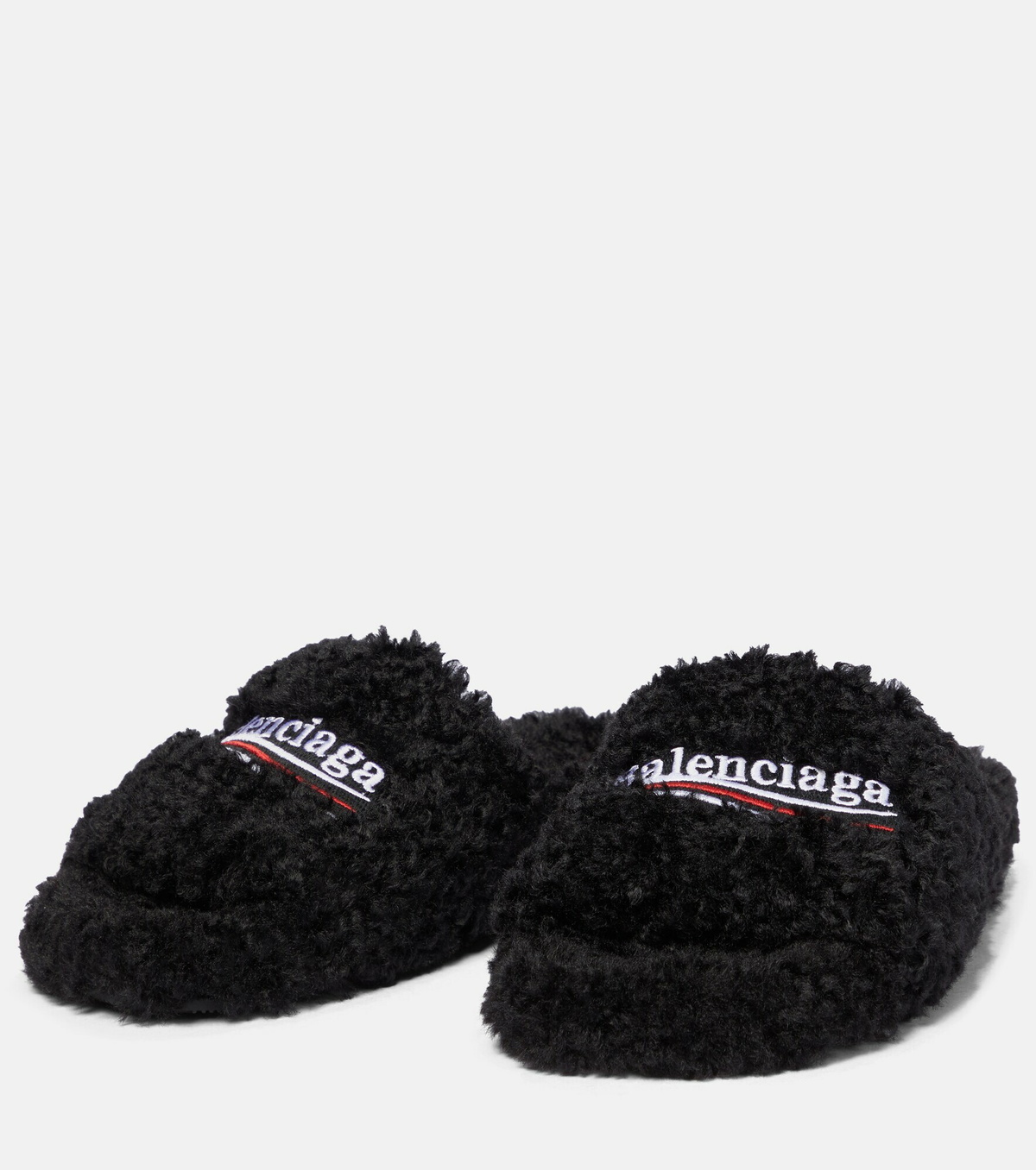 Balenciaga - Furry faux shearling slides Balenciaga