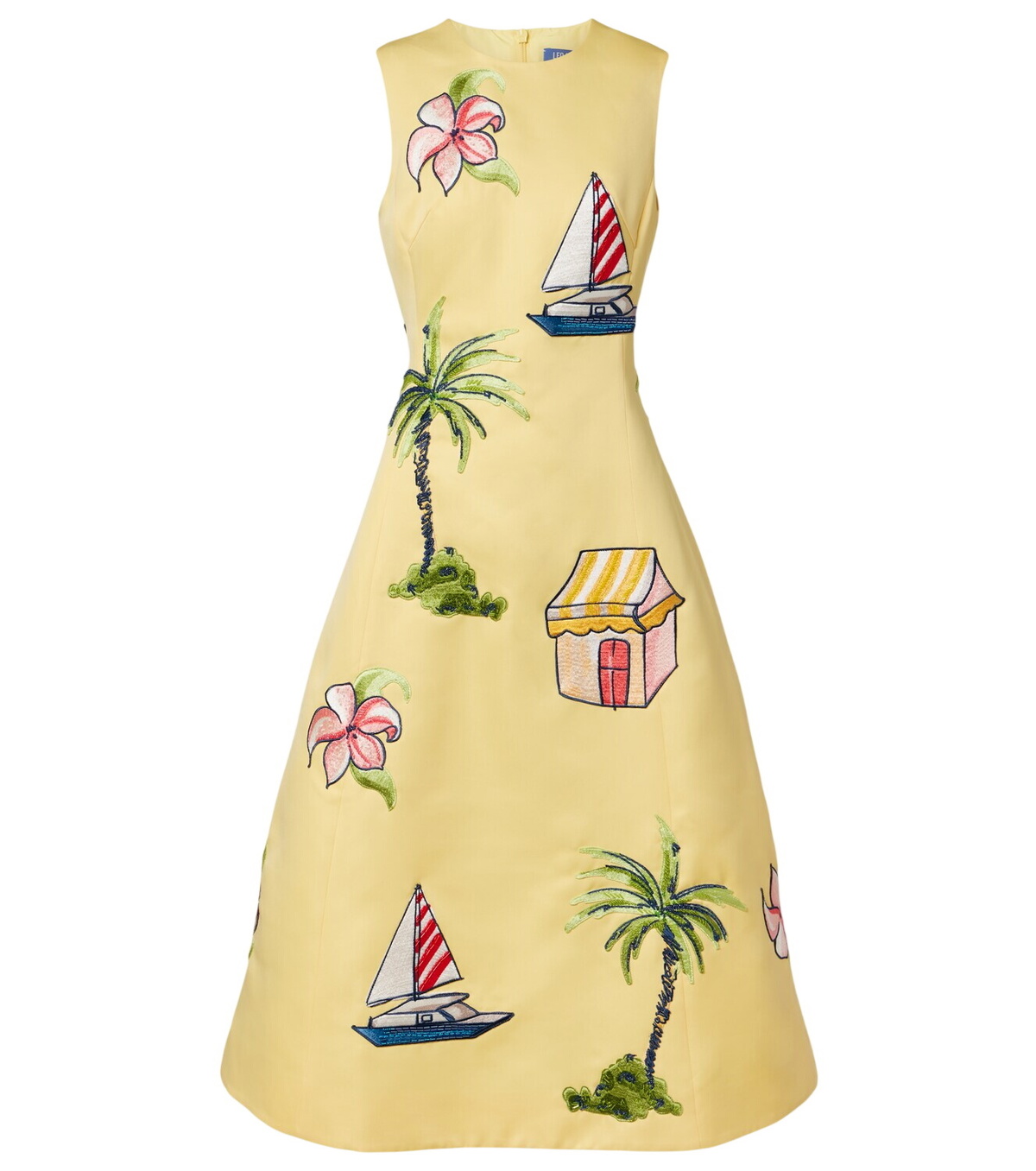 Leo Lin Beaded patch-appliqué midi dress Leo Lin