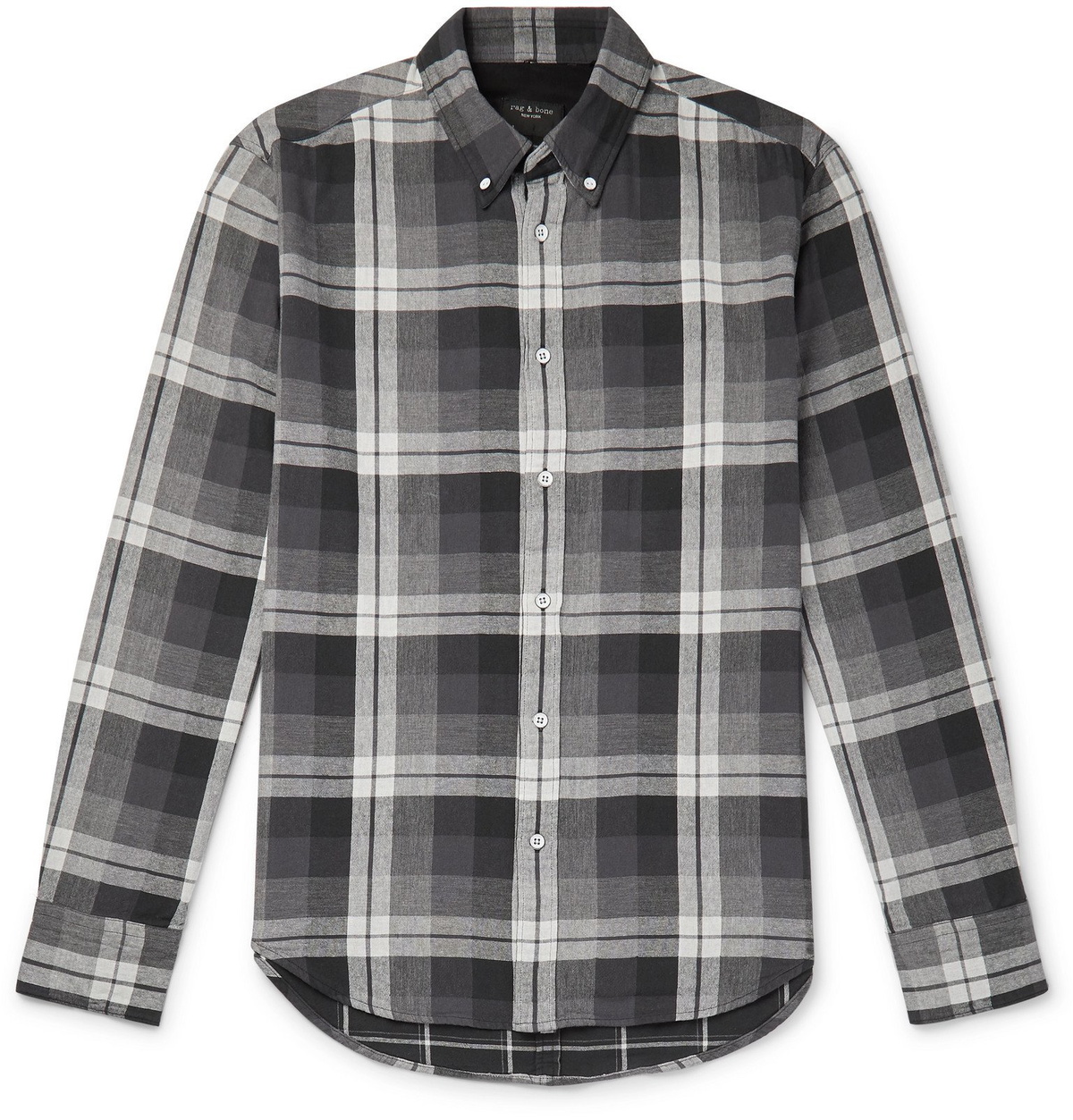 rag & bone - Tomlin Fit 2 Button-Down Collar Checked Cotton-Flannel ...