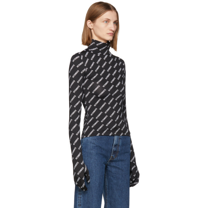 VETEMENTS Black All Over Logo Turtleneck Vetements