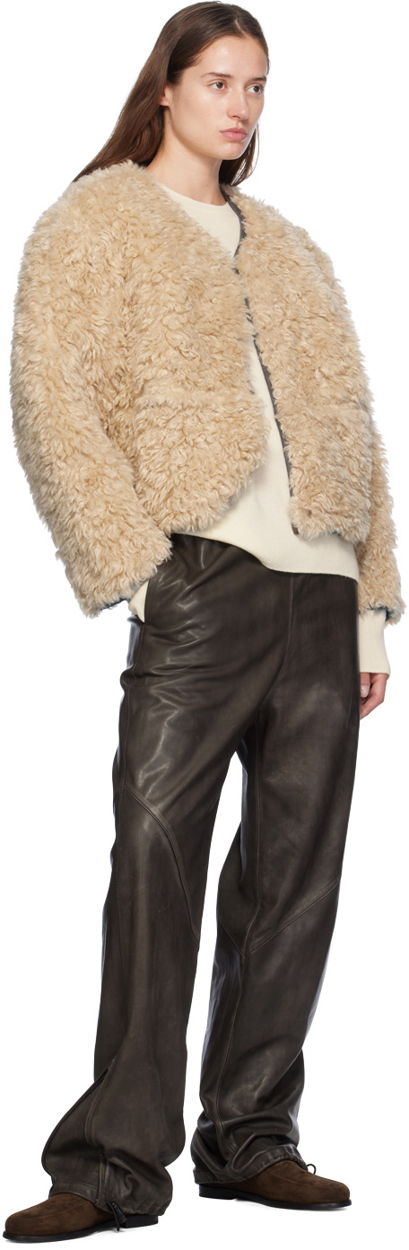 Stand Studio Beige & Gray Charmaine Reversible Faux-Shearling Jacket ...