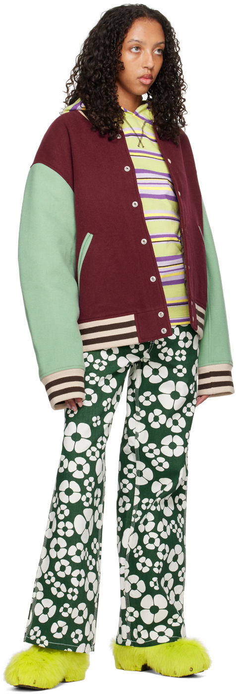 Acne Studios Burgundy Colorblocked Bomber Jacket Acne Studios