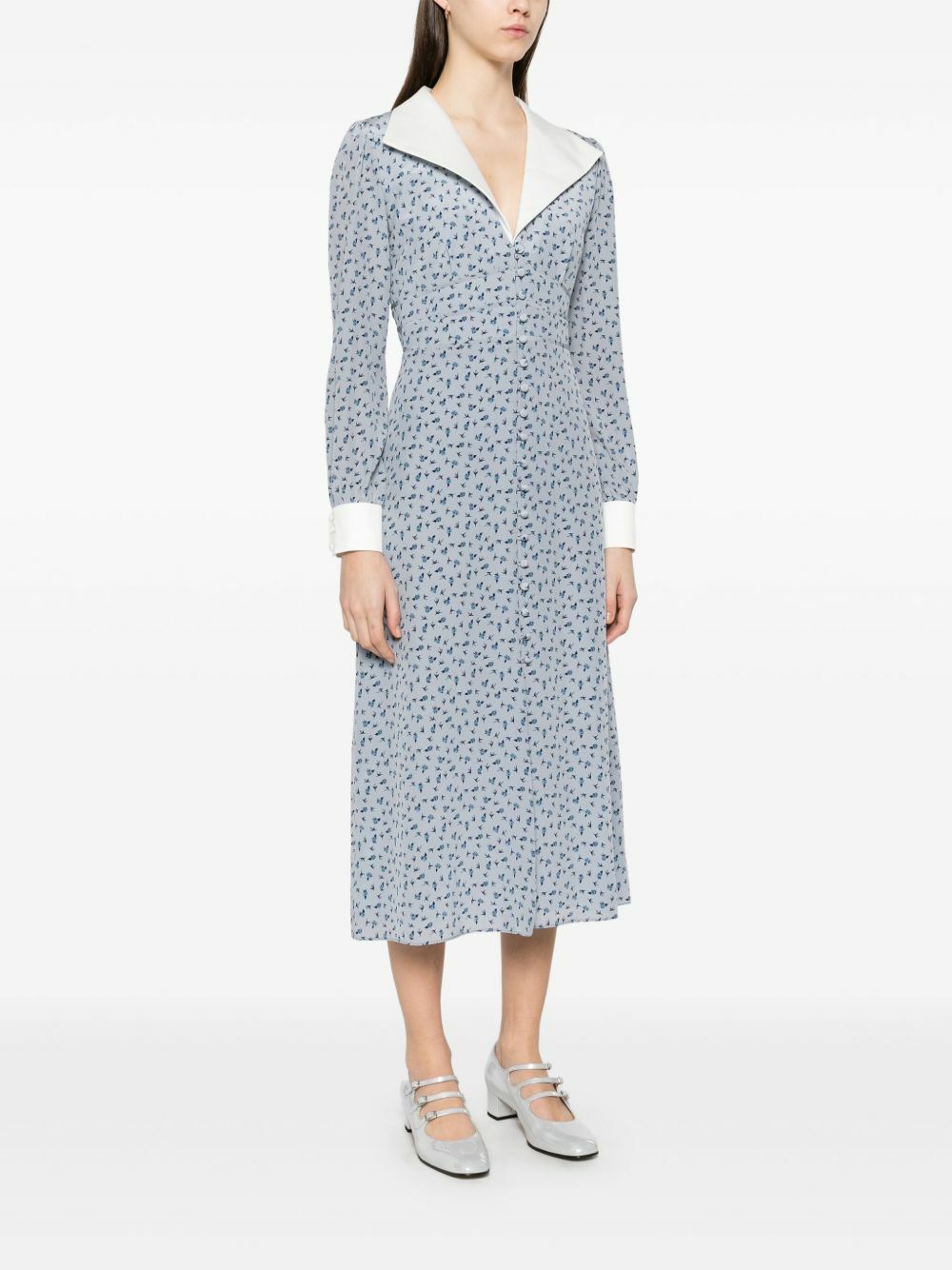Alessandra Rich Blue Rose-Print Dress Alessandra Rich
