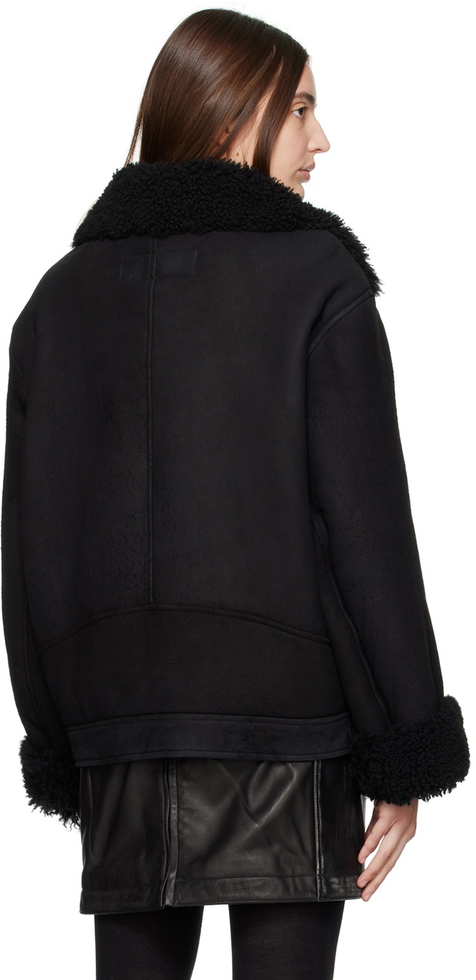 Acne Studios Black Zip Shearling Jacket Acne Studios