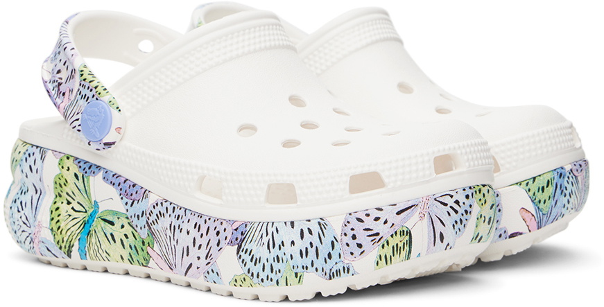 Crocs Kids White Classic Cutie Butterfly Clogs Crocs