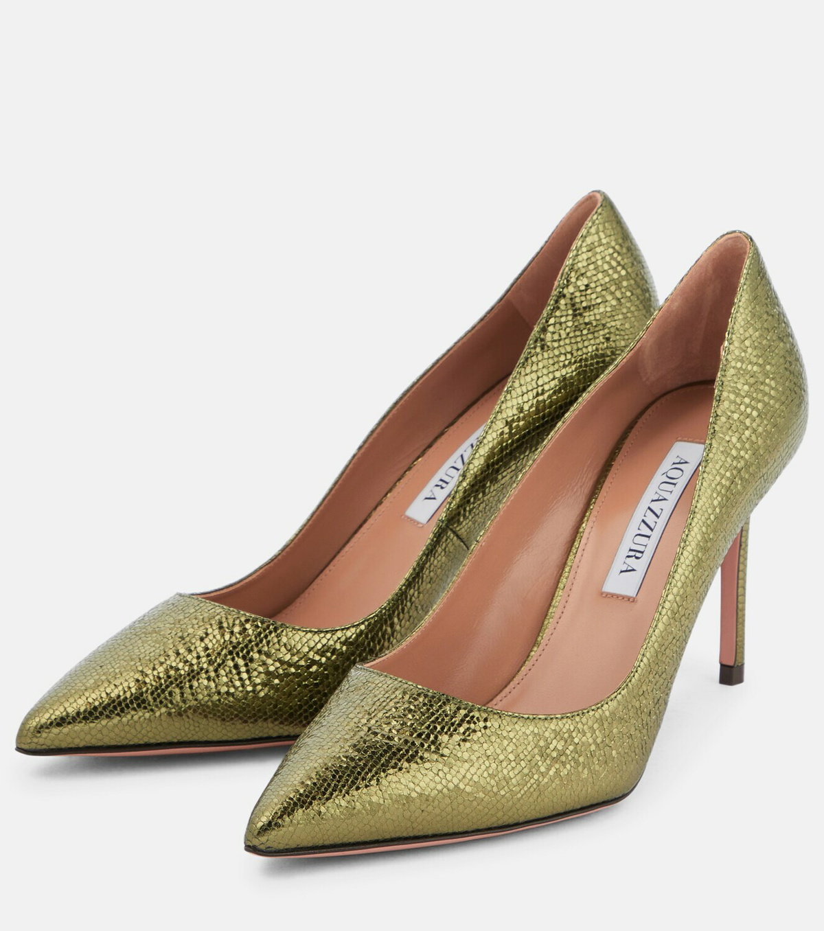 Aquazzura Purist 85 snake-effect metallic leather pumps Aquazzura