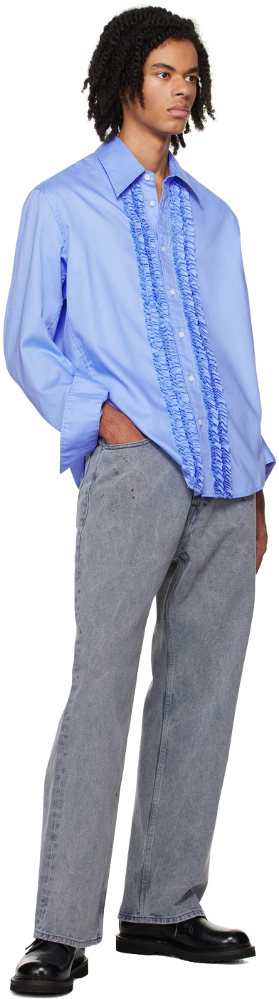 NVRFRGT Blue Ruffle Shirt