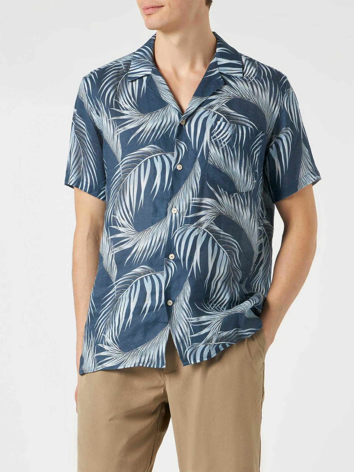 MC2 Saint Barth Man Shirt With Leaf Print MC2 Saint Barth