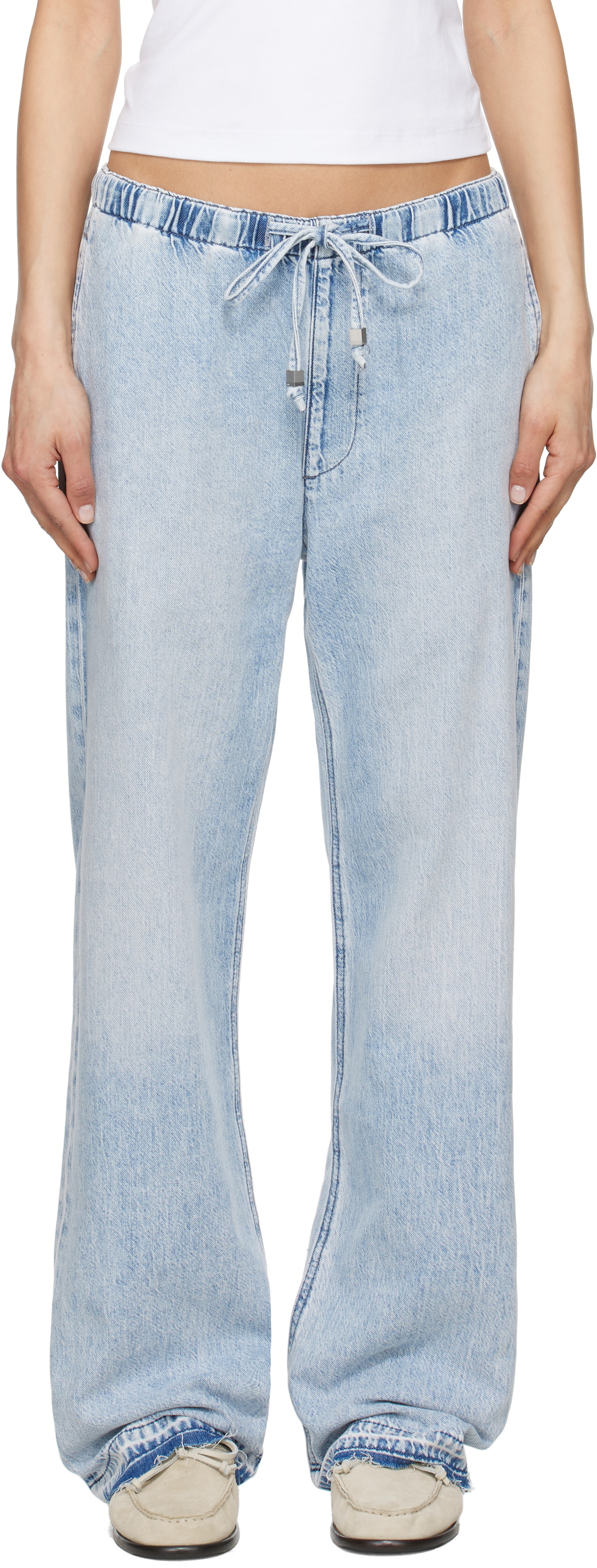 rag & bone Blue Ultra Featherweight Logan Wide-Leg Jeans Rag and Bone
