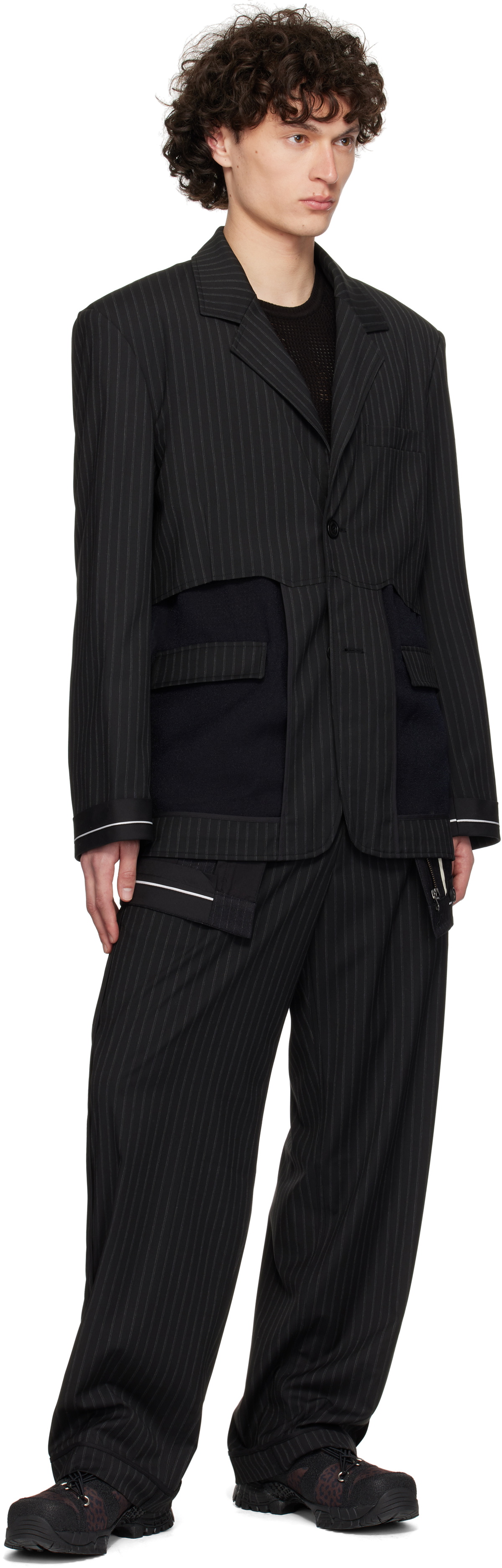 Andersson Bell Black Inside Out Stripe Sheer Blazer Andersson Bell