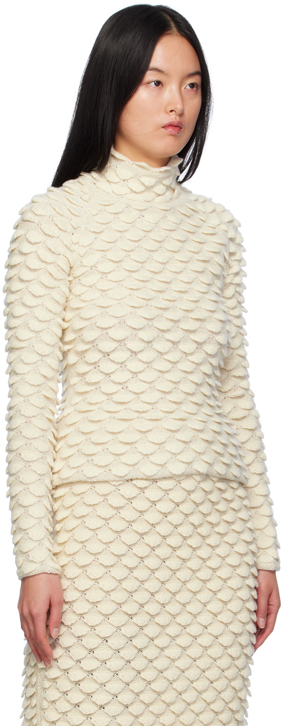 Bottega Veneta Off-White Fishscale Turtleneck Bottega Veneta