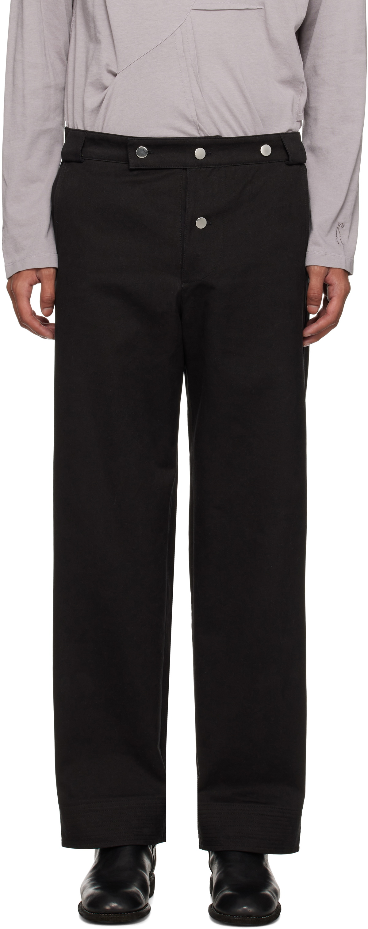 Tondolo Black Simple Workwear Trousers Tondolo