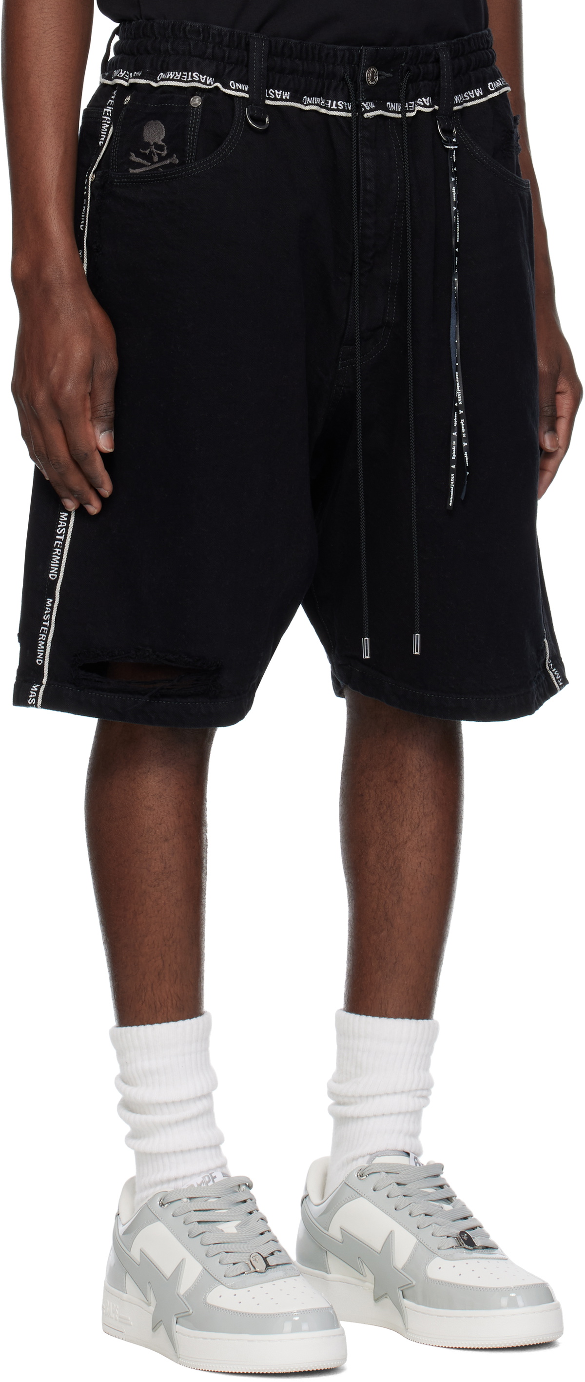 mastermind JAPAN Black Inside-Out Denim Shorts mastermind JAPAN