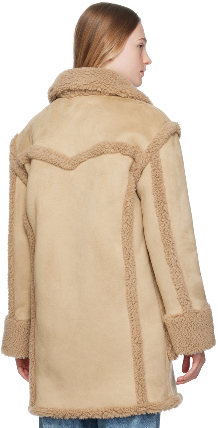 M05CH1N0 JEANS Beige Toggle Faux-Leather Coat