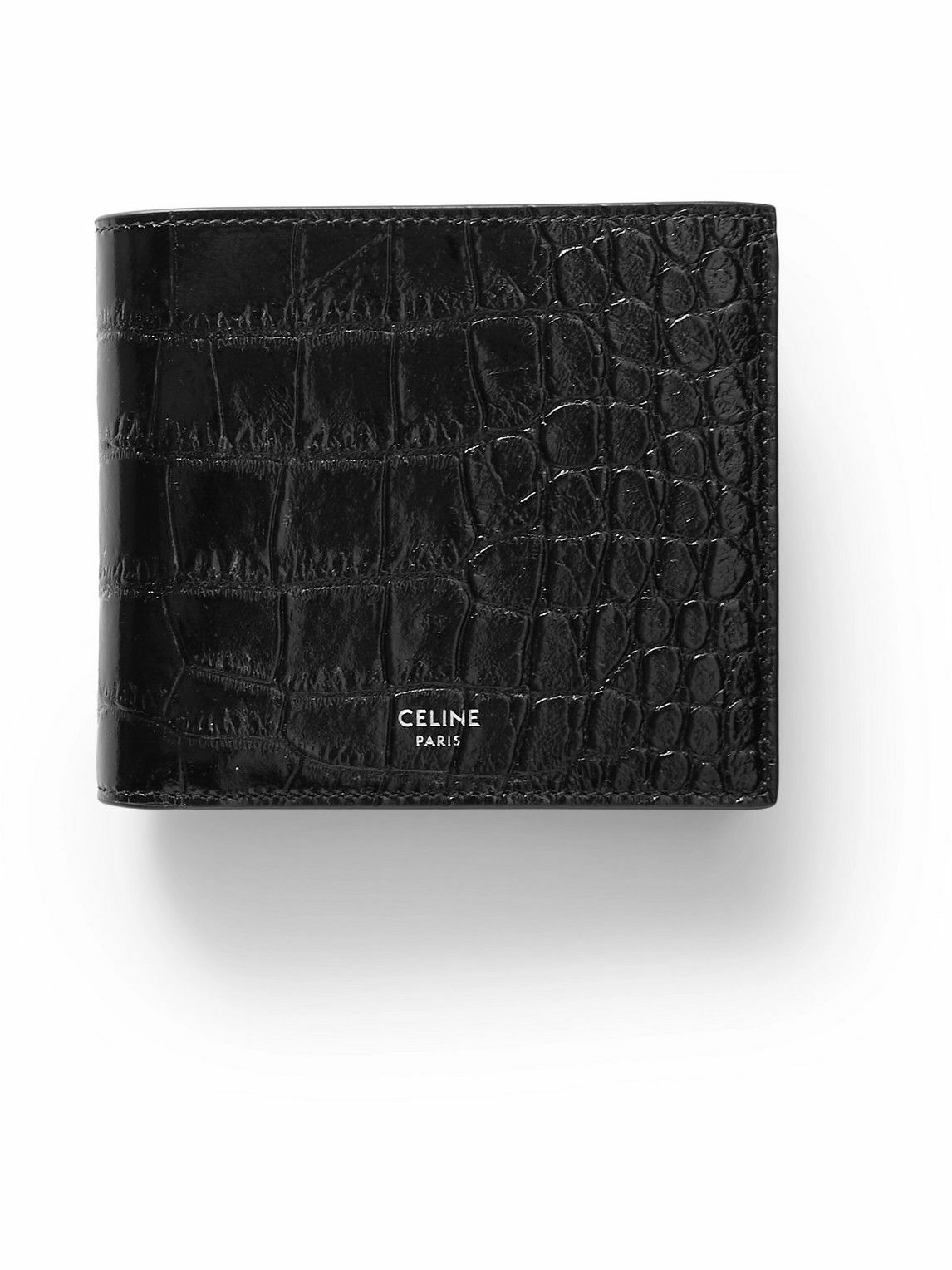 CELINE - Logo-Print Croc-Effect Leather Billfold Wallet Celine