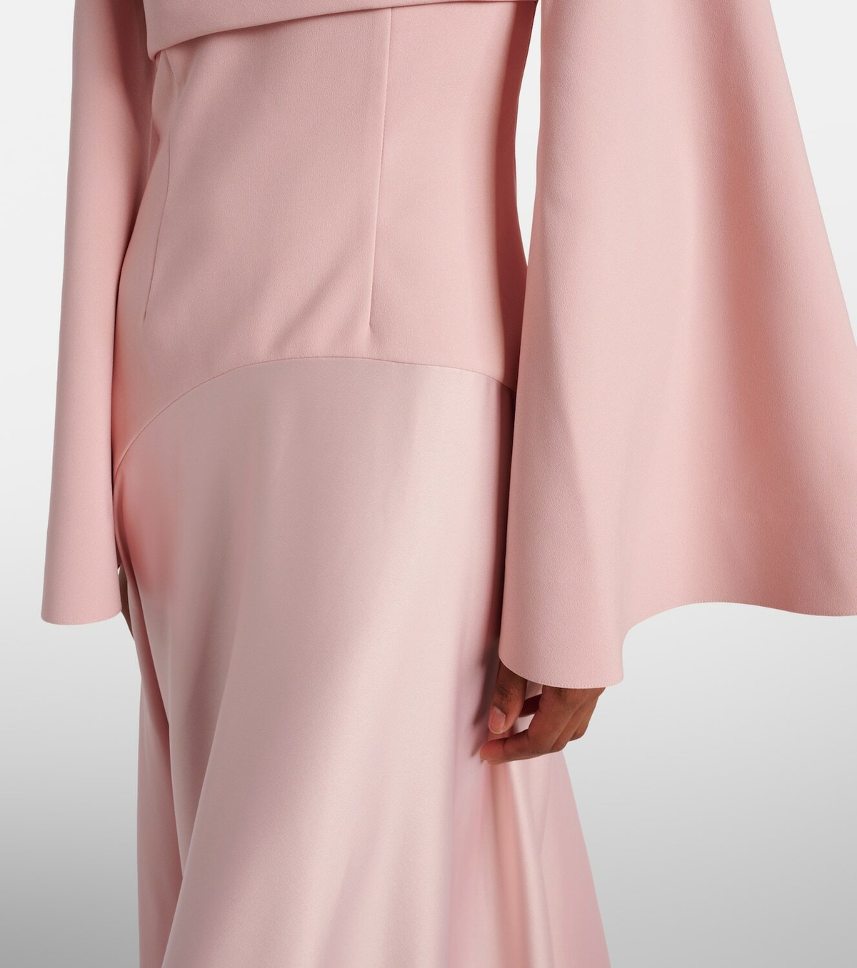 Solace London Rina off-shoulder crêpe and satin gown Solace London