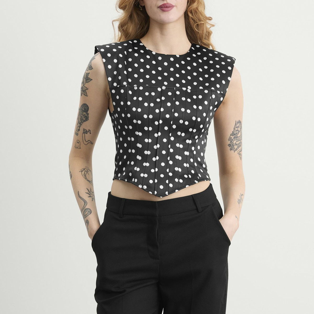 GANNI Women's Corset Top in Black GANNI