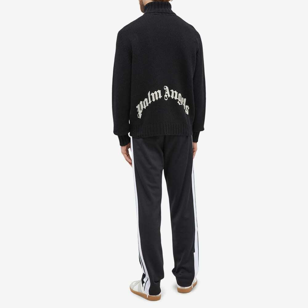 Palm Angels Men's Curved Logo Roll Neck Knit in Black/White Palm Angels
