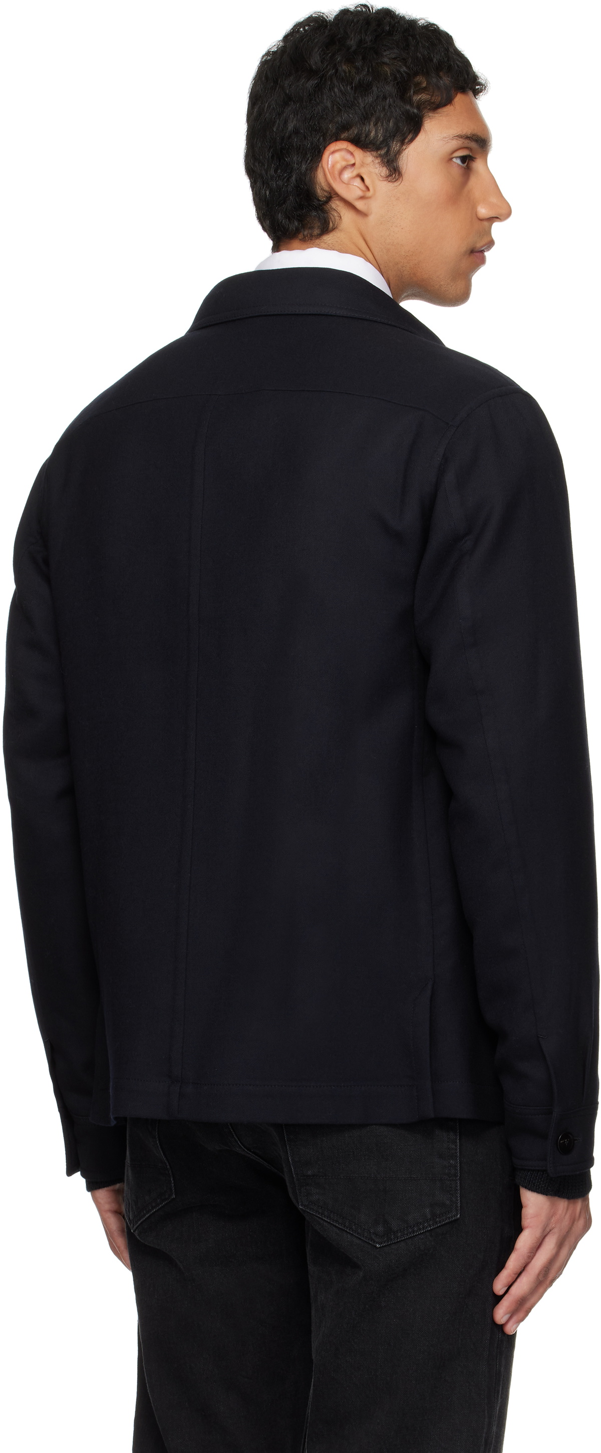 TOM FORD Navy Light Wool Chest Pocket Outershirt TOM FORD