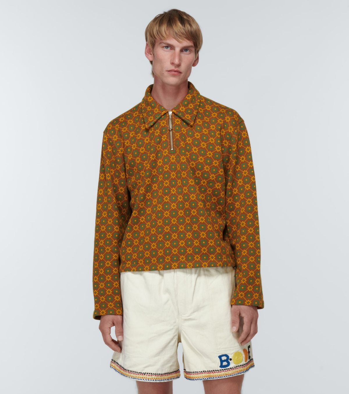 Bode - Half-zip floral jacquard sweater Bode