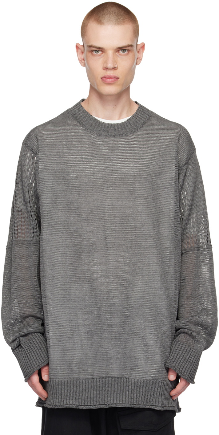 Yohji Yamamoto Gray Two-Pattern Sweater Yohji Yamamoto