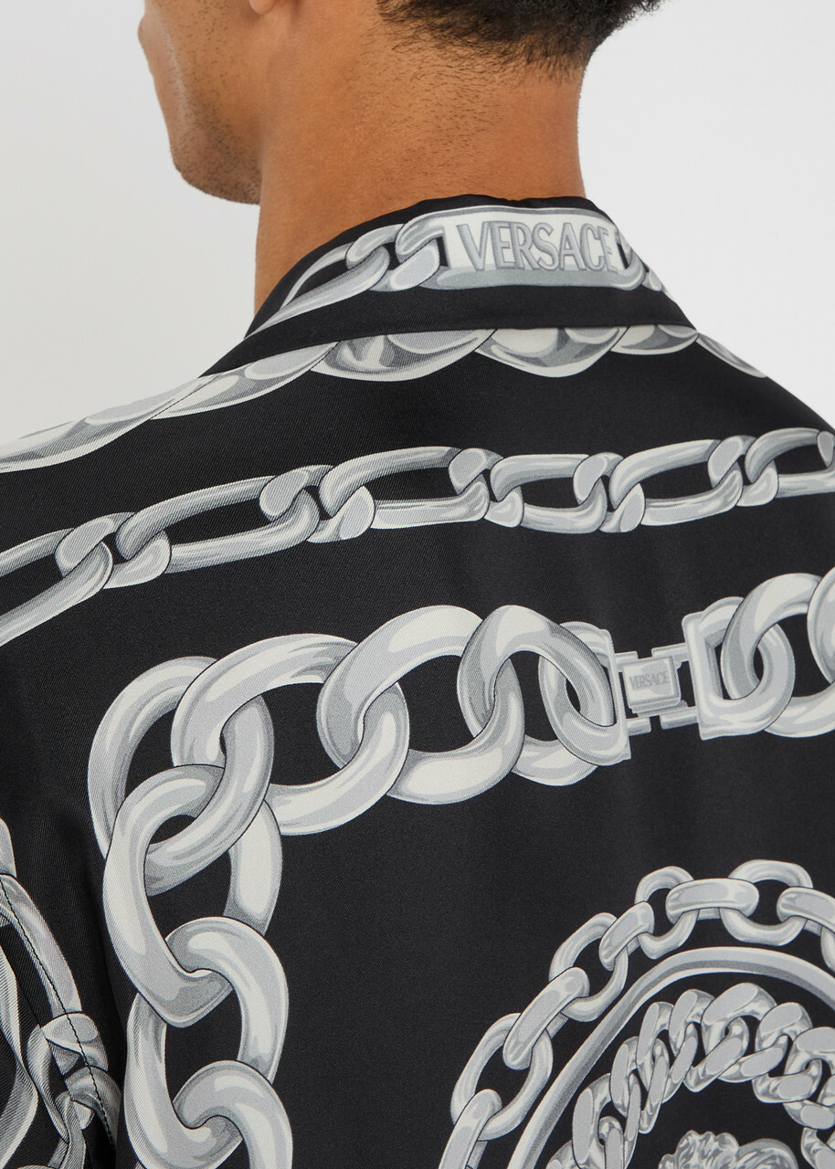 Versace Medusa Chains Silk-twill Shirt Black Versace