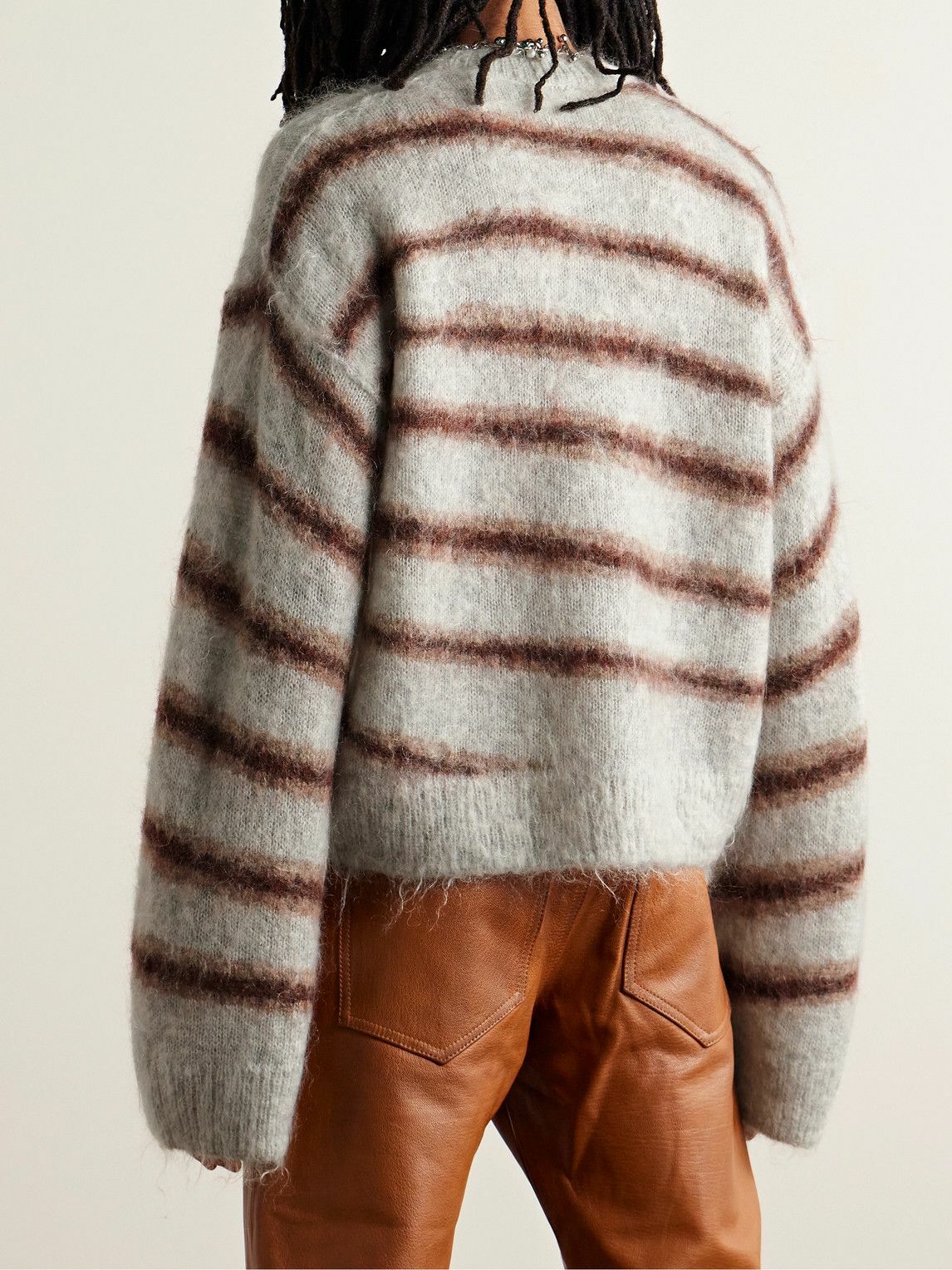 Acne Studios - Kwatta Striped Brushed-Knit Sweater - Gray Acne Studios