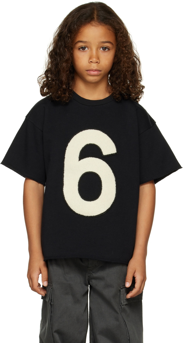 MM6 Maison Margiela Kids Black Raw Edge T-Shirt MM6 Maison Margiela